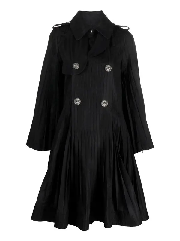 Sacai Double-breasted Peplum Coat - Black