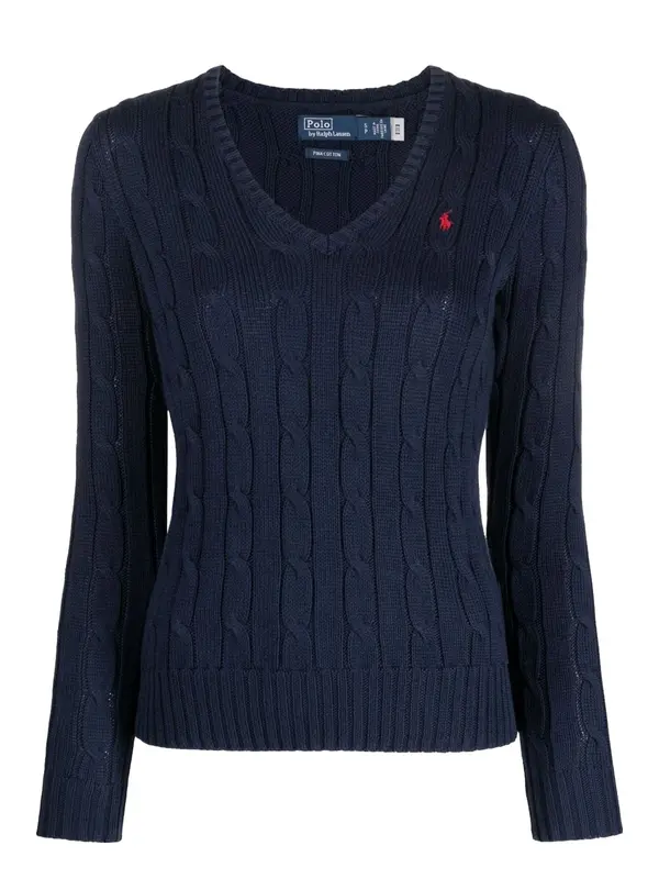 Polo Ralph Lauren Cable-knit V-neck Sweater - Blue