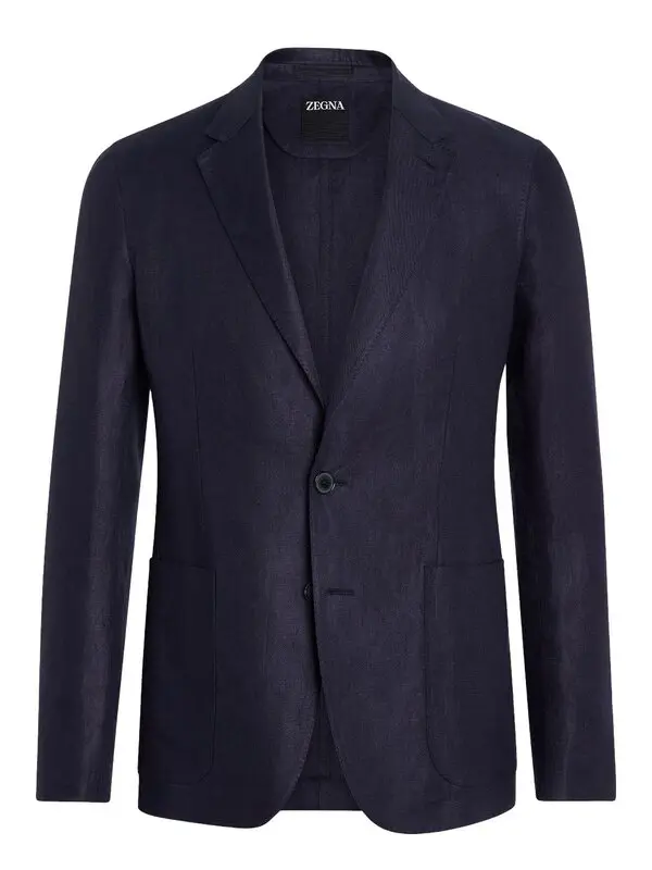 Zegna Pure Linen Single-breasted Jacket - Blue