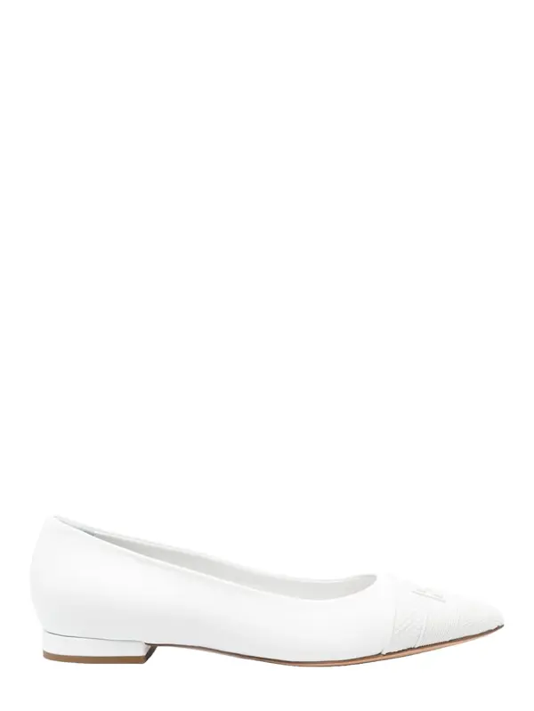 Casadei Embossed Logo Leather Ballerinas - White