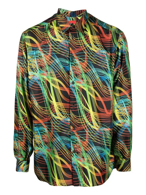 FERRARI Abstract-pattern Silk Shirt - Black