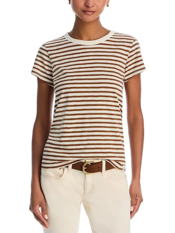 Rag & Bone Slub Stripe T-shirt - Warm Brown Multi