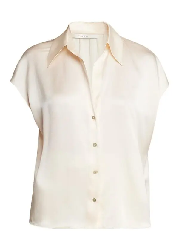 Vince Cap-sleeve Silk Blouse - Ecru