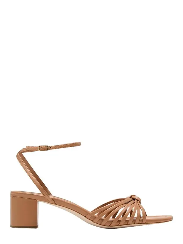 LOEFFLER RANDALL Olivia Leather Knot Block Heel Sandals - Dune