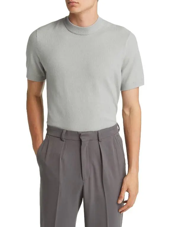 OPEN EDIT Short Sleeve Sweater - Grey Heather