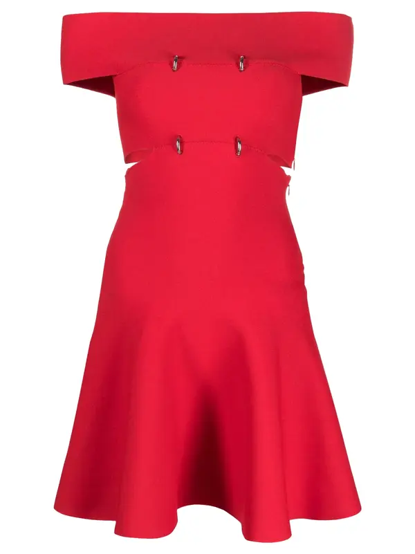 Alexander McQueen Off-shoulder Mini Dress - Red