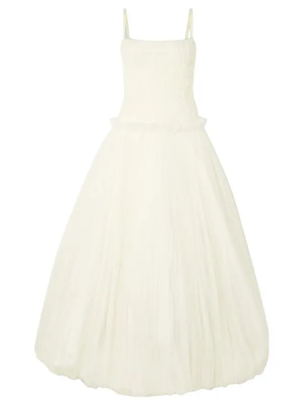 DANIELLE FRANKEL Guinevere Shirred Tulle Gown - Neutrals