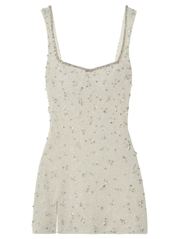 CLIO PEPPIATT Embellished Stretch-tulle Mini Dress - Ivory