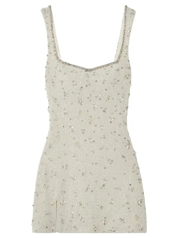CLIO PEPPIATT Embellished Stretch-tulle Mini Dress - Neutrals