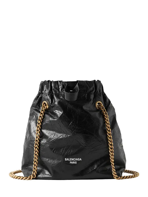 Balenciaga Crinkled-leather Shoulder Bag - Black