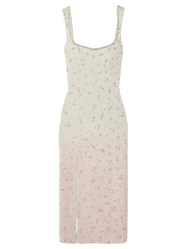 CLIO PEPPIATT Embellished Stretch-tulle Midi Dress - Neutrals