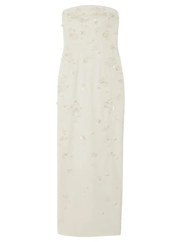 CLIO PEPPIATT Strapless Embellished Stretch-crepe Gown - Neutrals