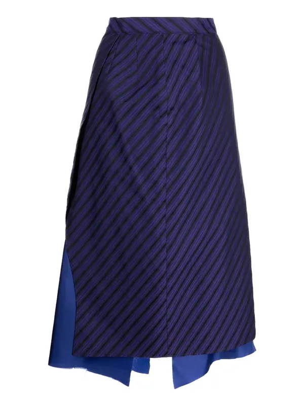 SULVAM Raw-hem Striped Skirt - Purple