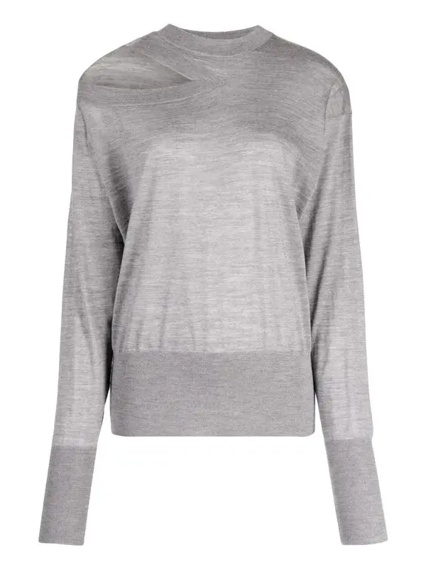 Stella McCartney Fine-knit Cut-out Jumper - Grey