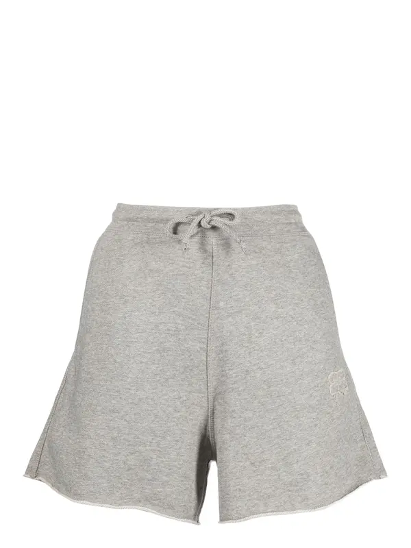 GANNI Embroidered-logo Drawstring Shorts - Grey