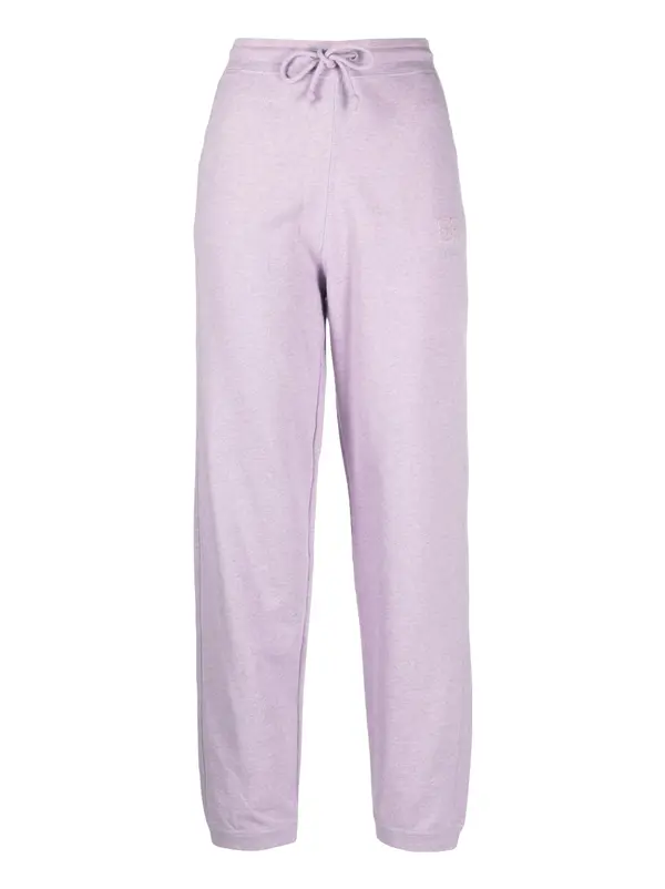 GANNI Tapered Organic Cotton Track Pants - Purple