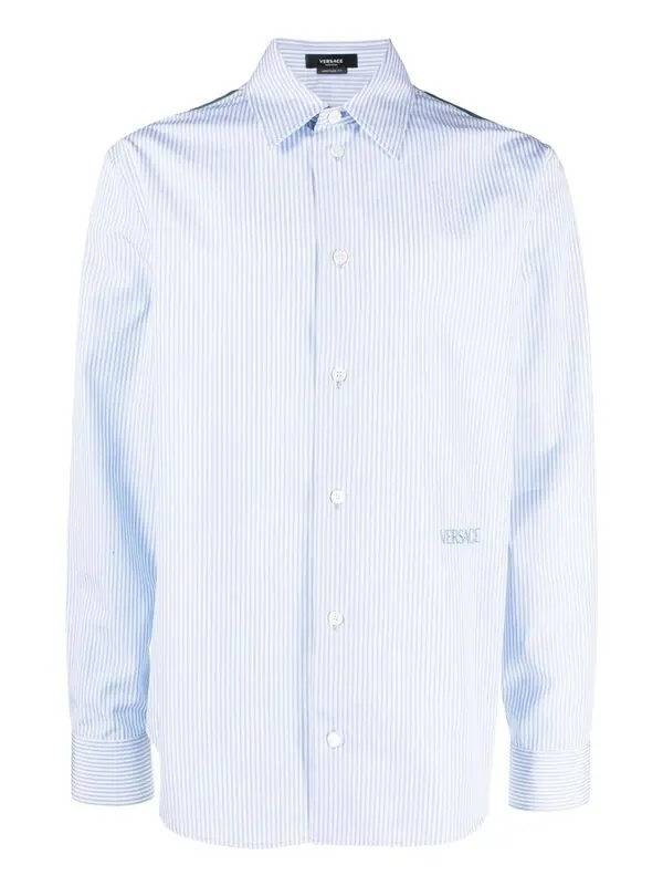 Versace Seashell Baroque Striped Shirt - Blue