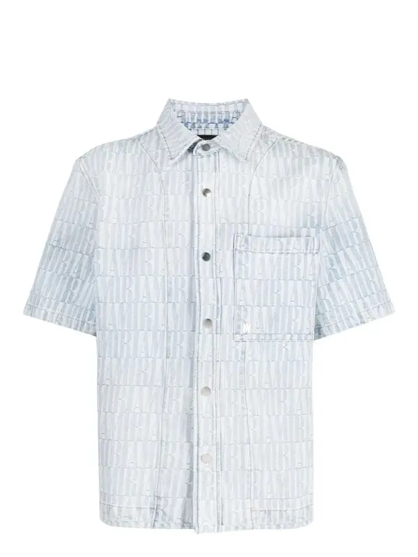 Amiri Jacquard-logo Denim Shirt - Blue