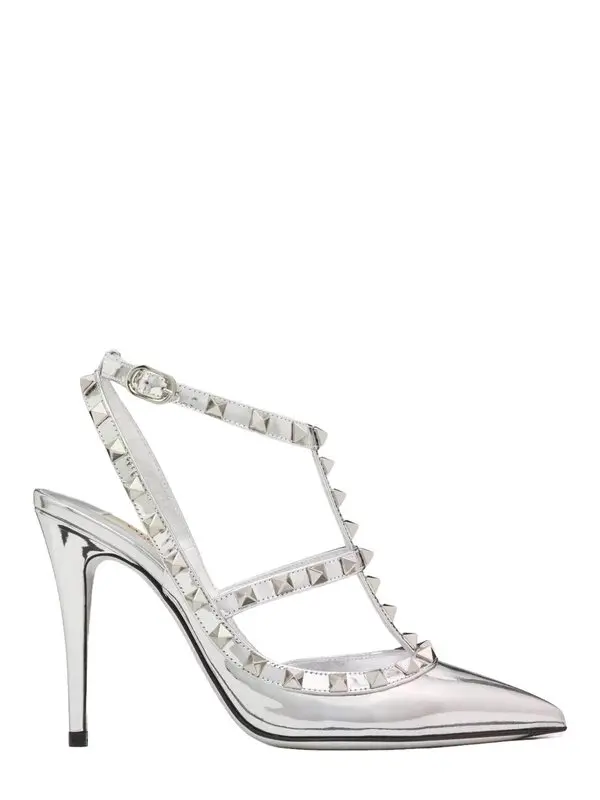 Valentino Garavani 100mm Rockstud Mirrored Pumps - Silver