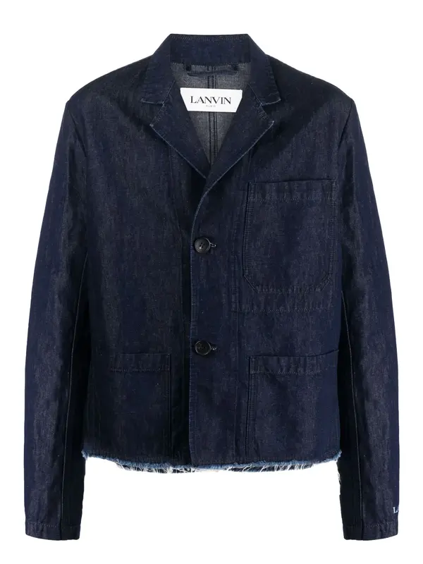 LANVIN Raw-cut Hem Denim Blazer - Blue