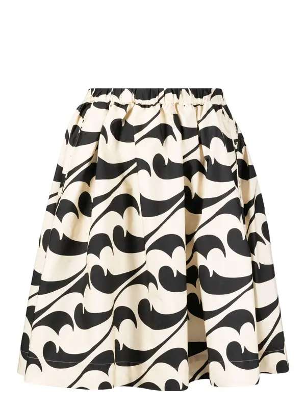 JNBY Abstract-pattern Cotton Midi Skirt - Neutrals