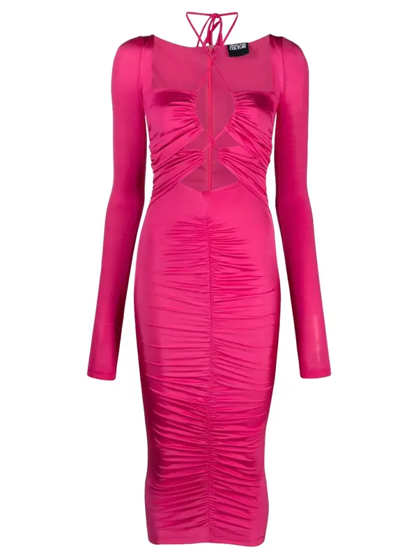 Versace Cut-out Lace-up Midi Dress - Pink