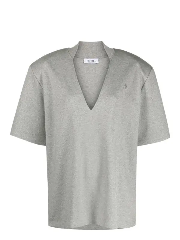 Attico V-neck Cotton T-shirt - Grey