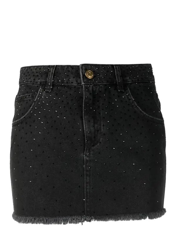 Blumarine Rhinestone-embellished Denim Mini Skirt - Black