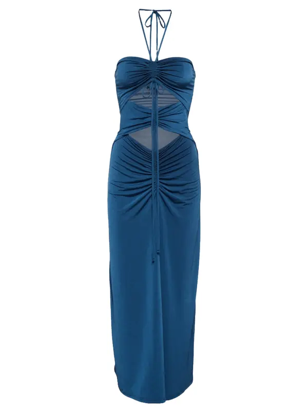 Jade Swim Kira Halterneck Cutout Midi Dress - Blue