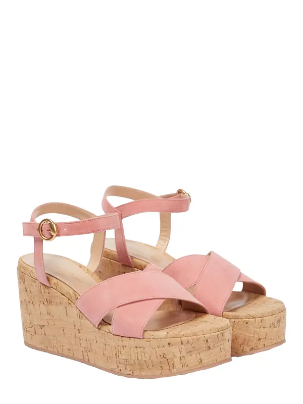 GIANVITO ROSSI Suede Wedge Sandals - Pink