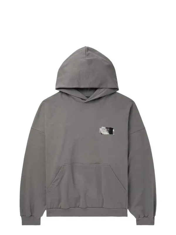 Balenciaga Logo-embroidered Cotton-jersey Hoodie - Gray