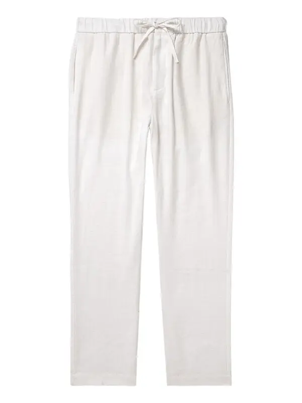 Frescobol Carioca Oscar Straight-leg Linen And Cotton-blend Drawstring Trousers - White