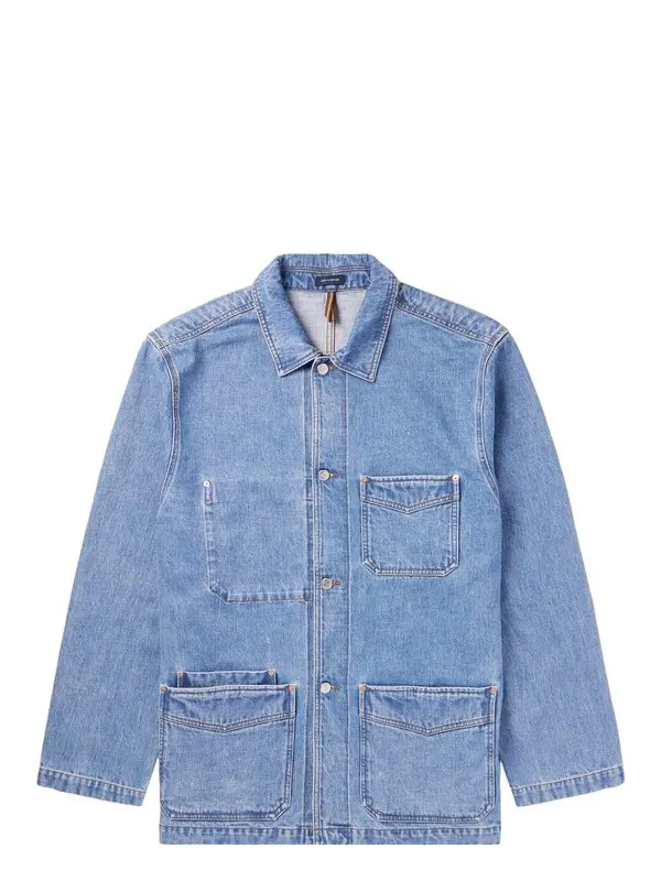 DRAKE'S Selvedge Denim Trucker Jacket - Blue
