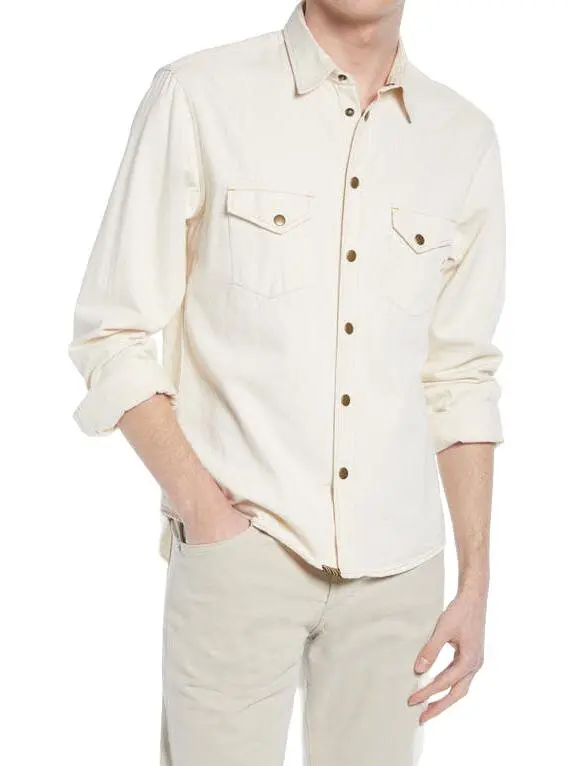 Billy Reid Organic Cotton Denim Button-up Shirt - Natural