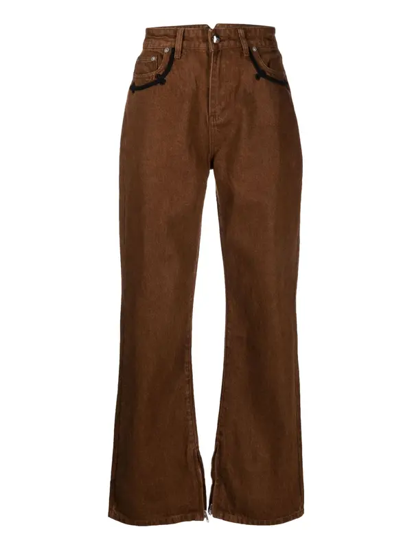 YOUTHS IN BALACLAVA High-rise Straight-leg Trousers - Brown