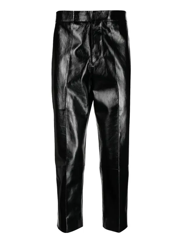 SAPIO Cropped Leather Trousers - Black