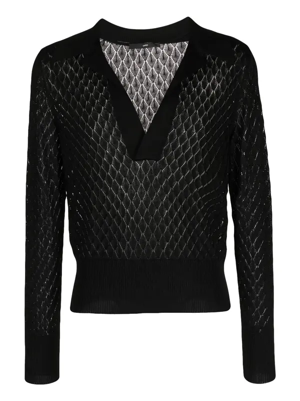 SAPIO V-neck Knitted Jumper - Black