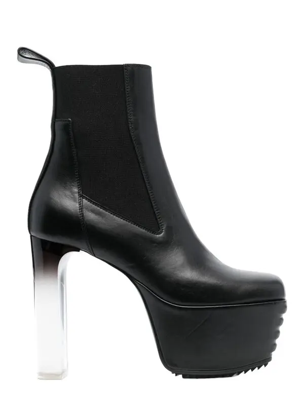 Rick Owens 145mm Leather Platform Boots - Black