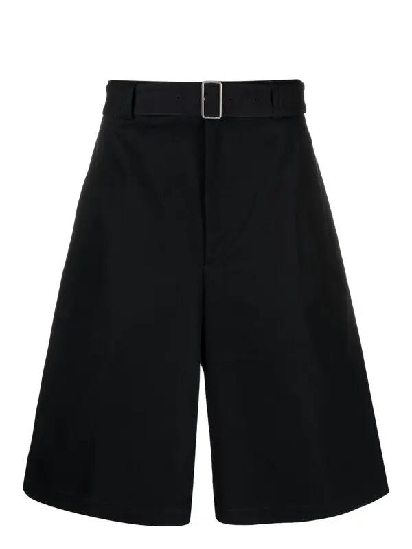 JIL SANDER Wide-leg Belted-waist Shorts - Blue
