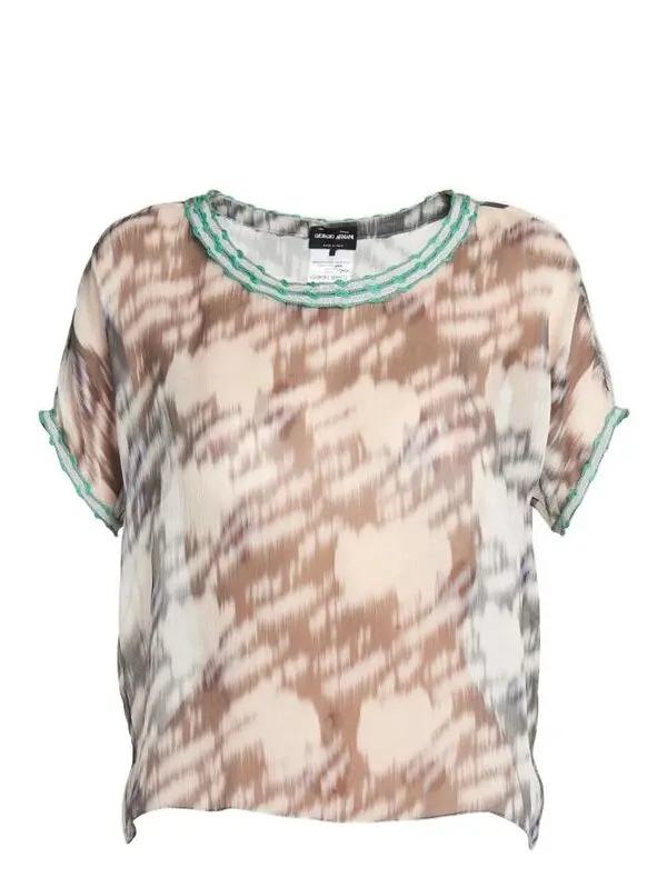 Giorgio Armani Abstract Leopard Print Sheer Blouse - Black