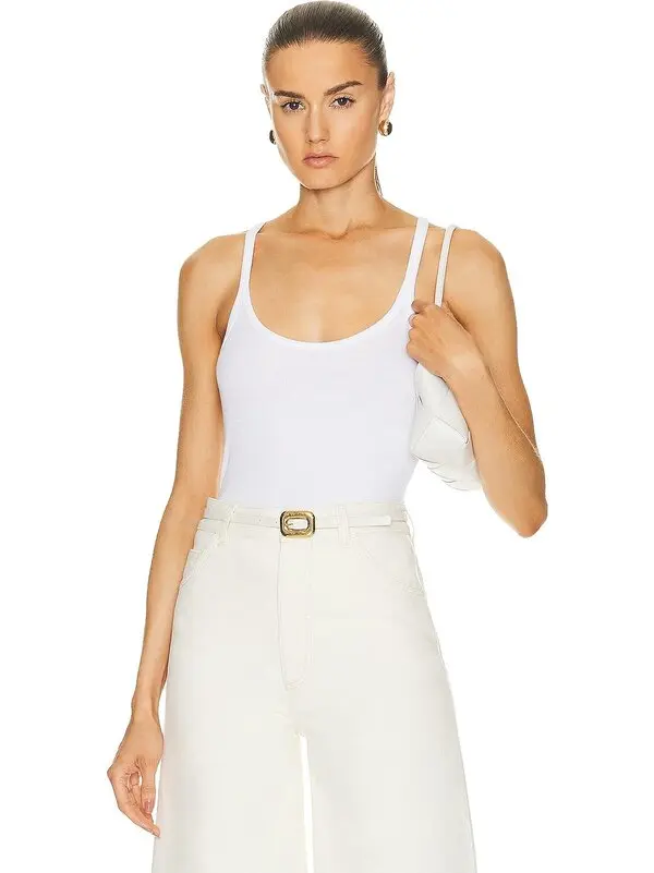 Enza Costa Silk Knit U Tank Top - White