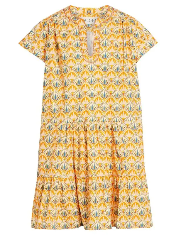 Saloni Ashley Printed Cotton-poplin Mini Dress - Orange