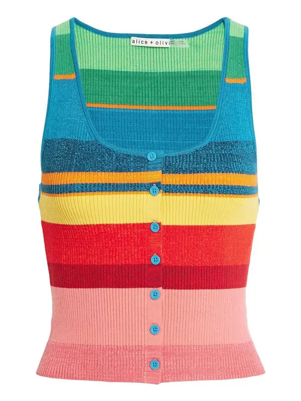 Alice + Olivia Daryn Striped Ribbed-knit Tank - Multicolor