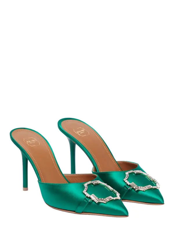 MALONE SOULIERS Missy 85 Embellished Mules - Green