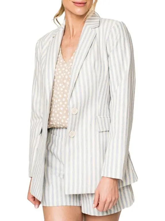 GIBSONLOOK Striped Blazer - Neutral Blue Stripe