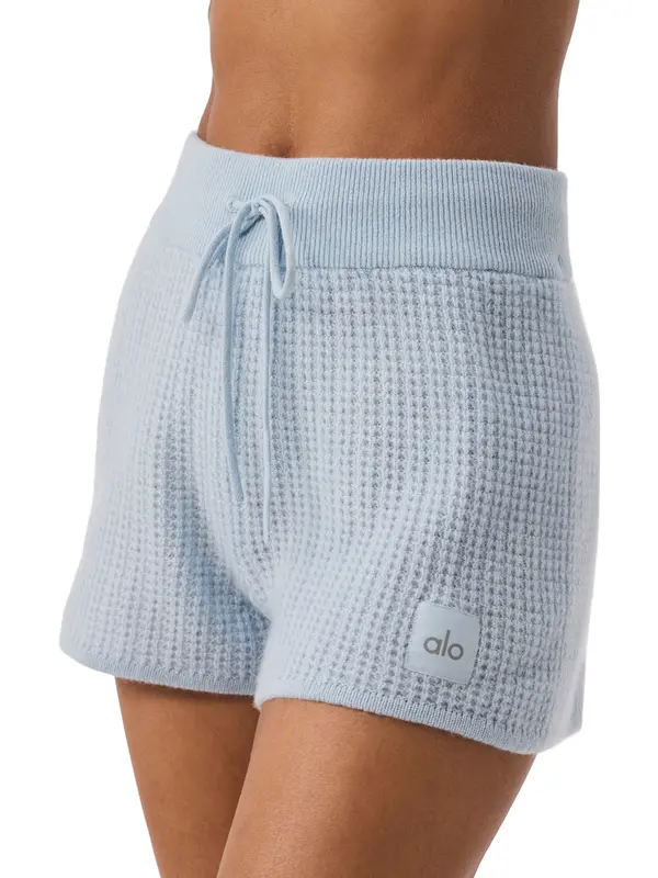 Alo Yoga Cashmere High-waist Waffle Short - Crystal Blue
