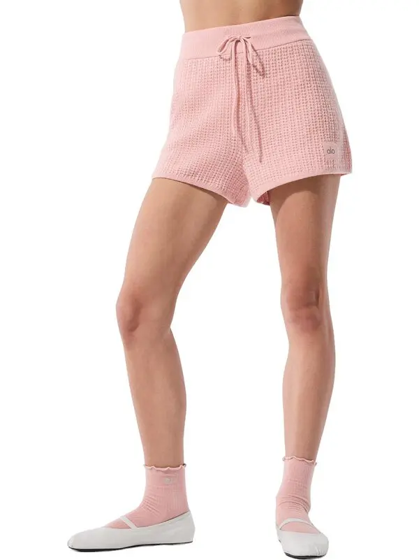 Alo Yoga Cashmere High-waist Waffle Short - Pink Quartz