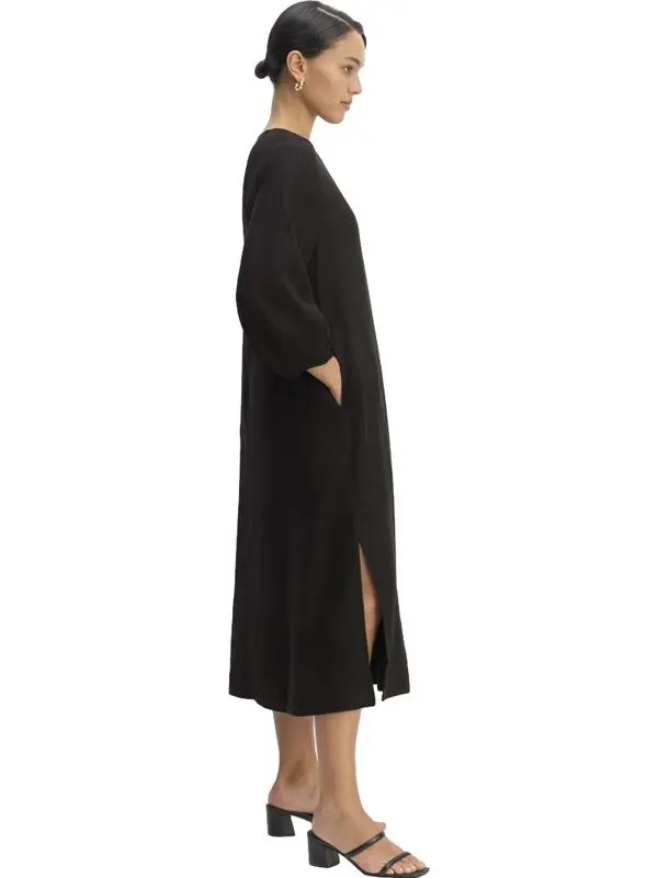 Everlane Linen A-line Midi Dress - Black