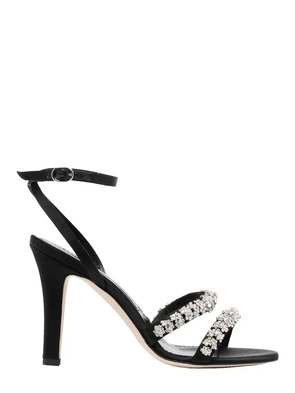 Manolo Blahnik 105mm Crystal-embellished Leather Sandals - Black