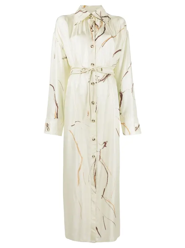 Nanushka Abstract-print Shirt Dress - Neutrals